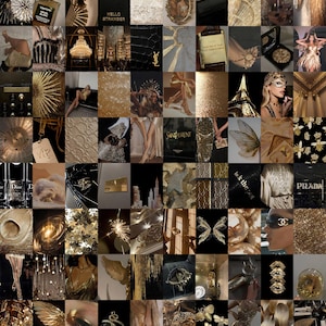 80 PCS Gold Boujee Wall Photo Collage Golden Wall Collage Boujee Dark ...