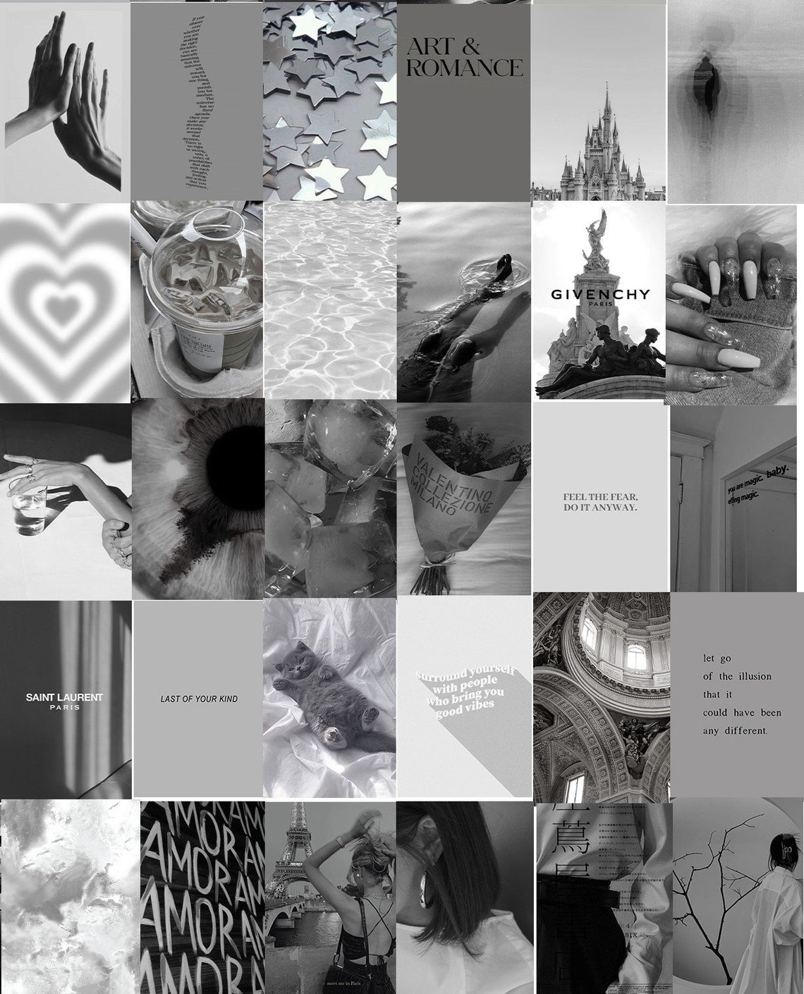 108 PCS Grey Wall Collage Kit Grey Aesthetic Photo Collage - Etsy