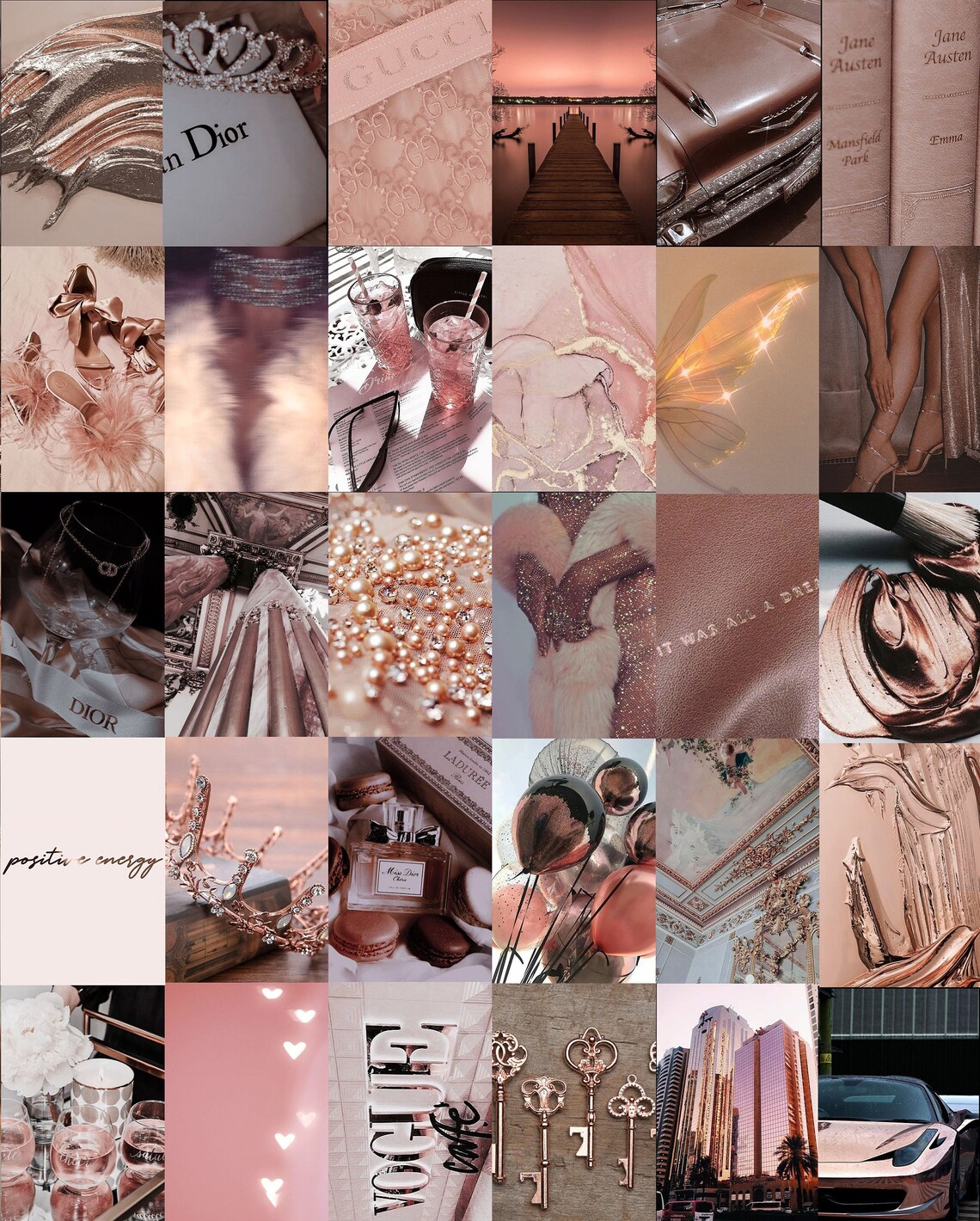 100 Pcs Rose Gold Wall Collage Kit Dusty Rose Pink Art Etsy