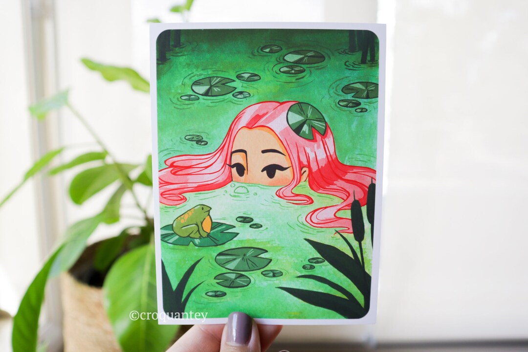 Frog Cute Postcard Art Print - Gouache Painting Print - Cute ...