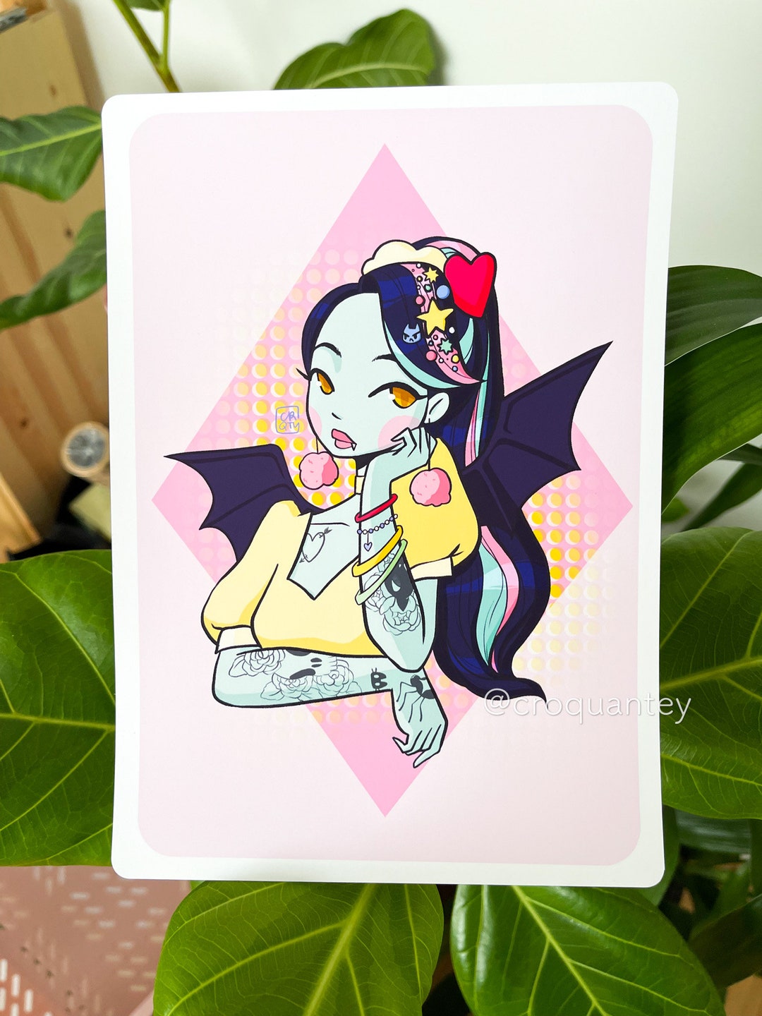 Vamp Girl Postcard Cute Art Print - Digital Illustration Print - Cute ...
