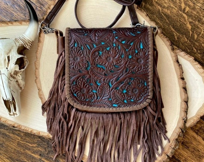 RESTOCKED | LASER CUT Purse - Small - Brown Turquoise Western Genuine ...