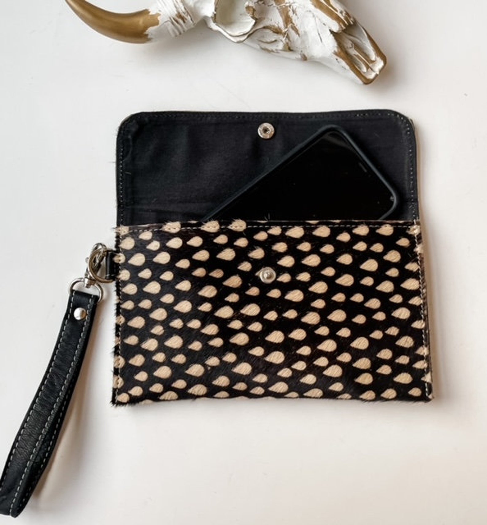 COWHIDE WRISTLET WALLET Western Genuine Hair on Fur Cowhide - Etsy