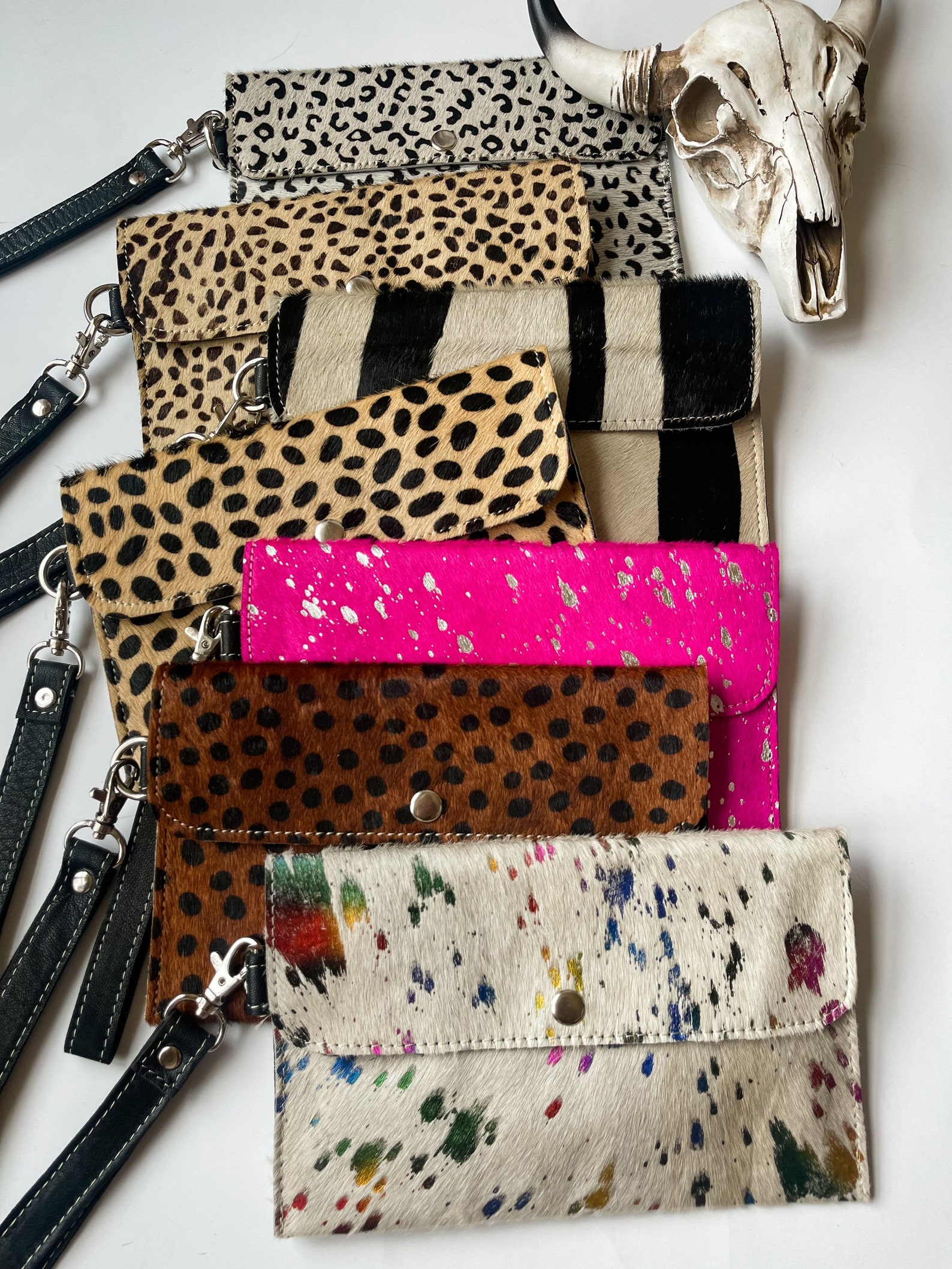 COWHIDE WRISTLET WALLET Western Genuine Hair on Fur Cowhide - Etsy