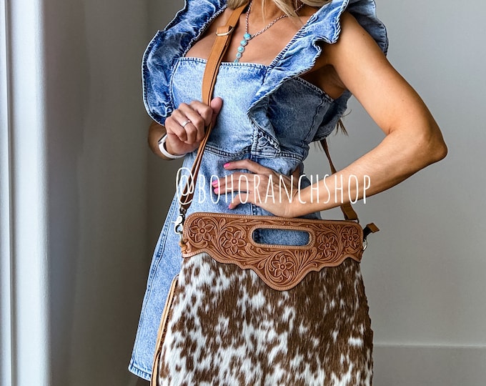 Genuine Western Cowhide Leather Purse and Wallet With Jagged Painted ...