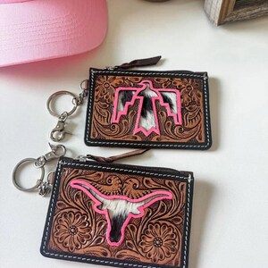 THUNDERBIRD LONGHORN KEYCHAIN Brown Wallet | Genuine Hair on Cowhide ...