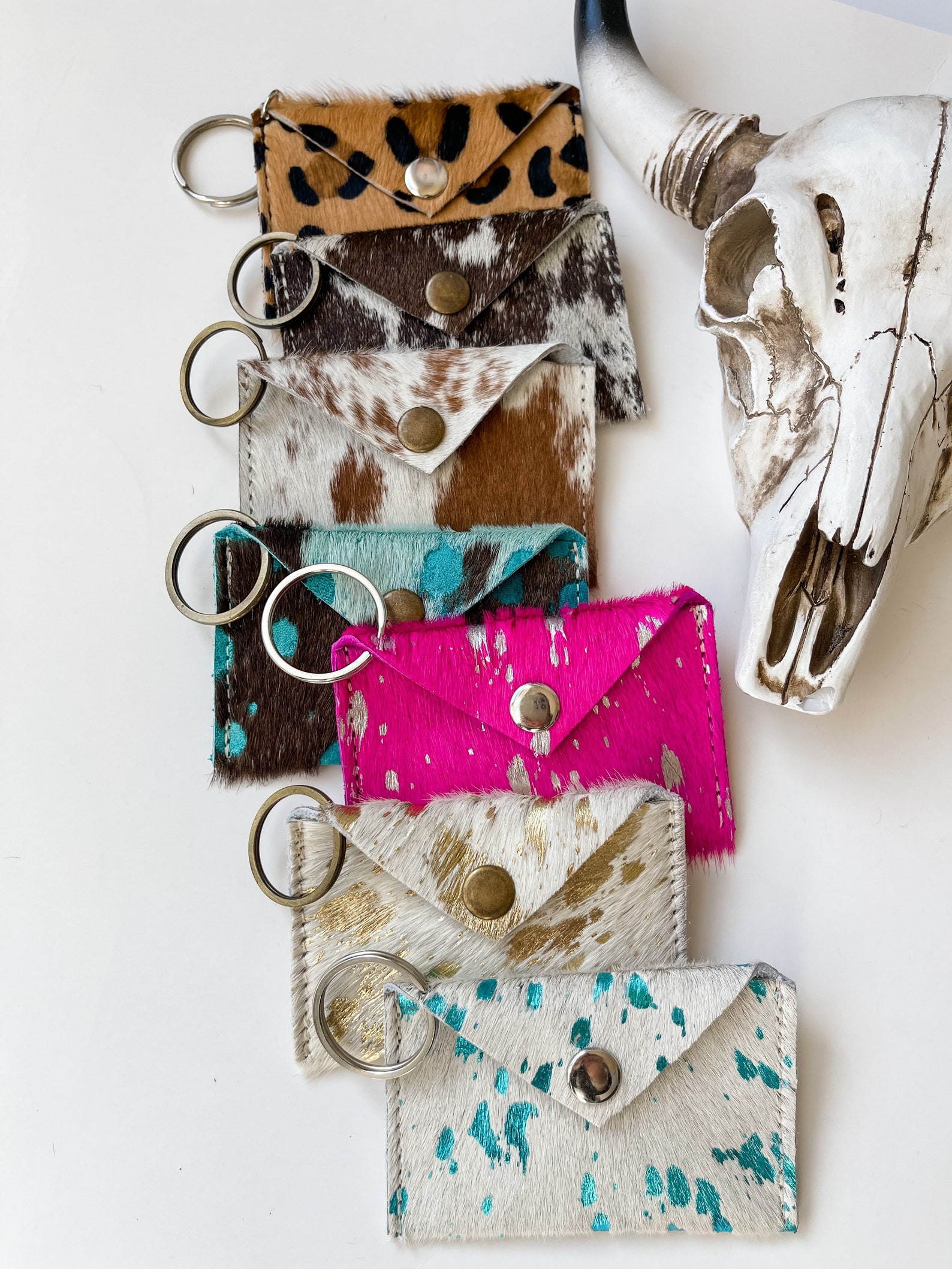 GIFT CARD HOLDER Keychain Genuine Hair on Cowhide Wallet, Cowhide ...