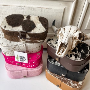 COWHIDE JEWELRY BOX | Jewelry Storage Box Travel Case | Gift Idea ...
