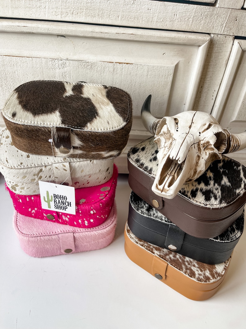 COWHIDE JEWELRY BOX | Jewelry Storage Box Travel Case | Gift Idea ...