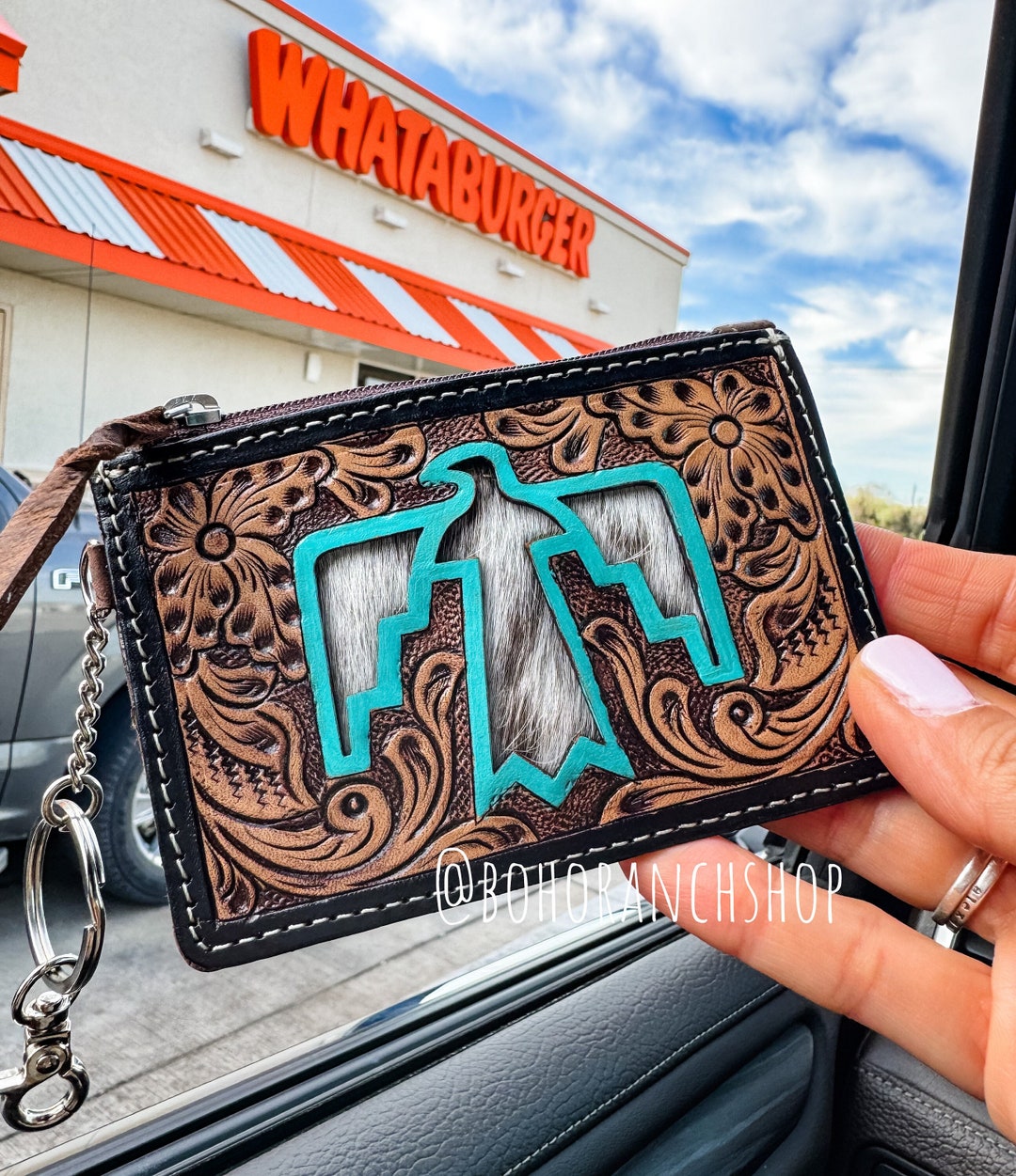 THUNDERBIRD LONGHORN KEYCHAIN Brown Wallet | Genuine Hair on Freebird ...