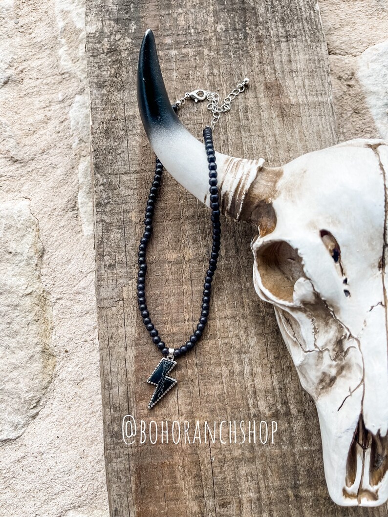 LIGHTNING BOLT CHOKER Stone Lighting Bolt Thunderbolt Choker | Etsy