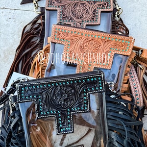 SHAYNE CLEAR - SMALL - Crossbody | Hand Tooled Western Festival Concert ...