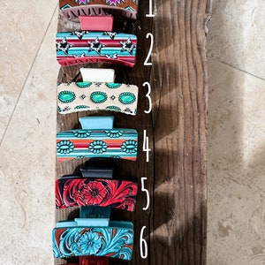 EMBOSSED LEATHER HAIR Claw Clip Western Embossed Leather Hair Clip Claw ...