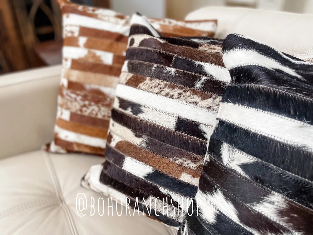 COWHIDE PILLOW COVER - Pillow Cover - Genuine Cowhide - Western Decor ...