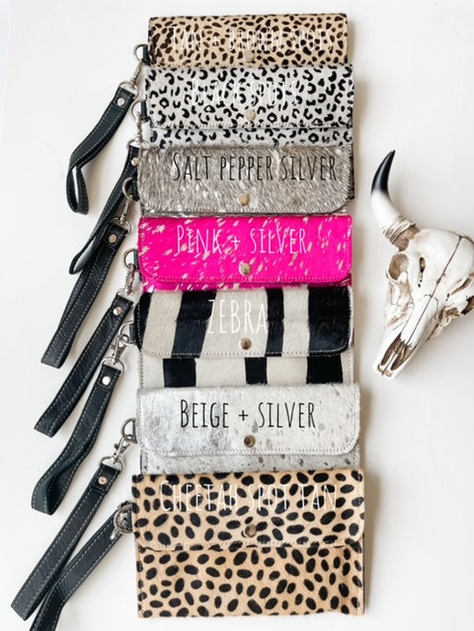 COWHIDE WRISTLET WALLET Western Genuine Hair on Fur Cowhide - Etsy