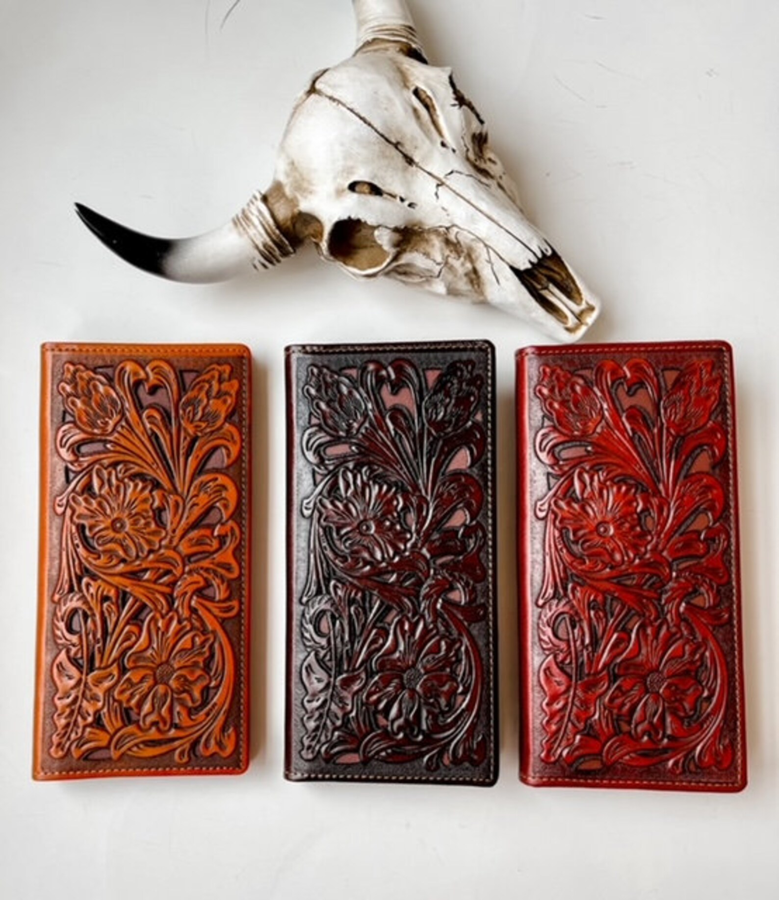 Genuine Tooled Leather Bi-fold Wallet Tooling Western - Etsy