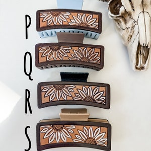 EMBOSSED LEATHER HAIR Claw Clip - Western Embossed Leather Hair Clip ...