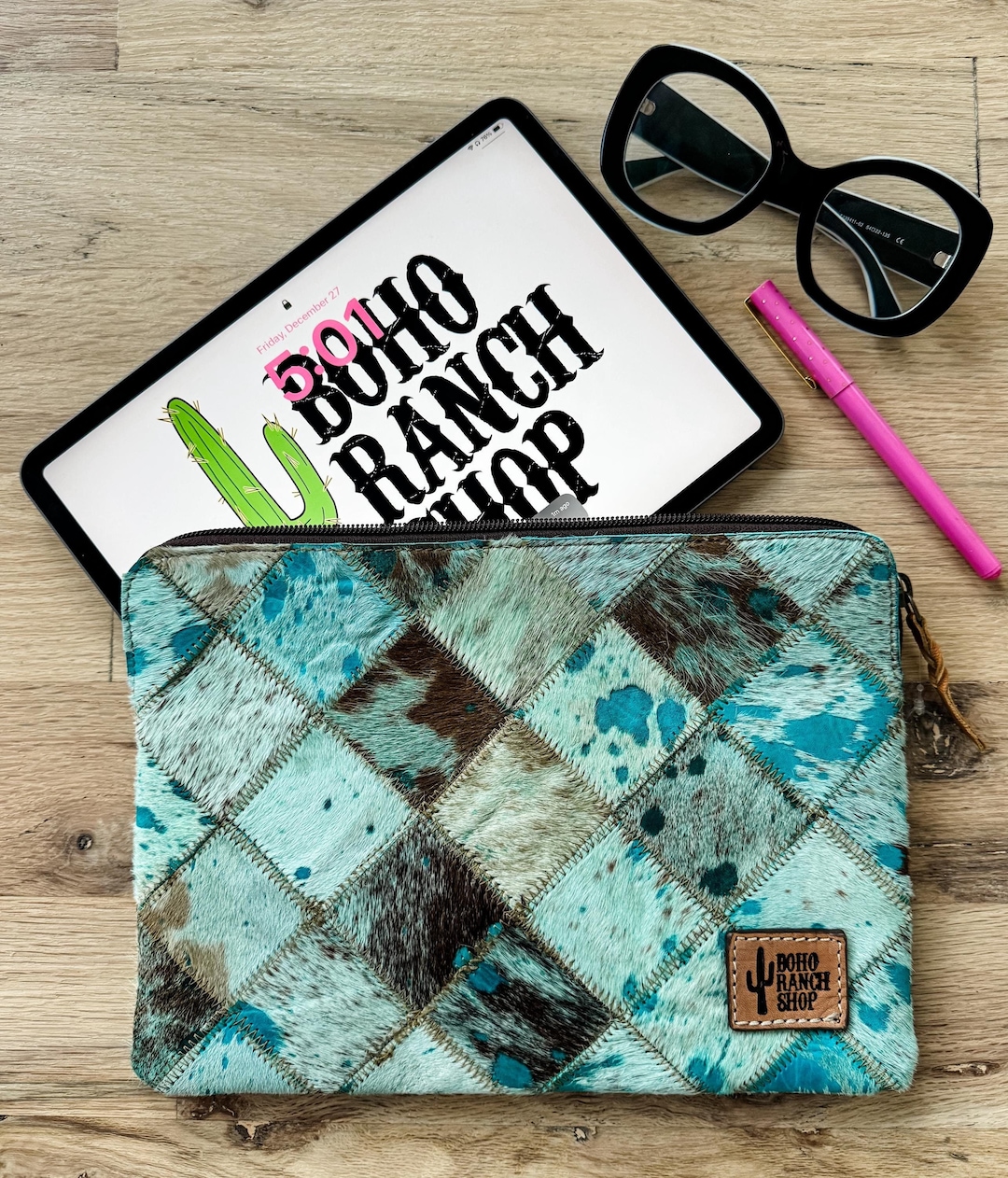 LAPTOP COMPUTER BAG | Tech Sleeve Western Genuine Hair on Cowhide Cover ...