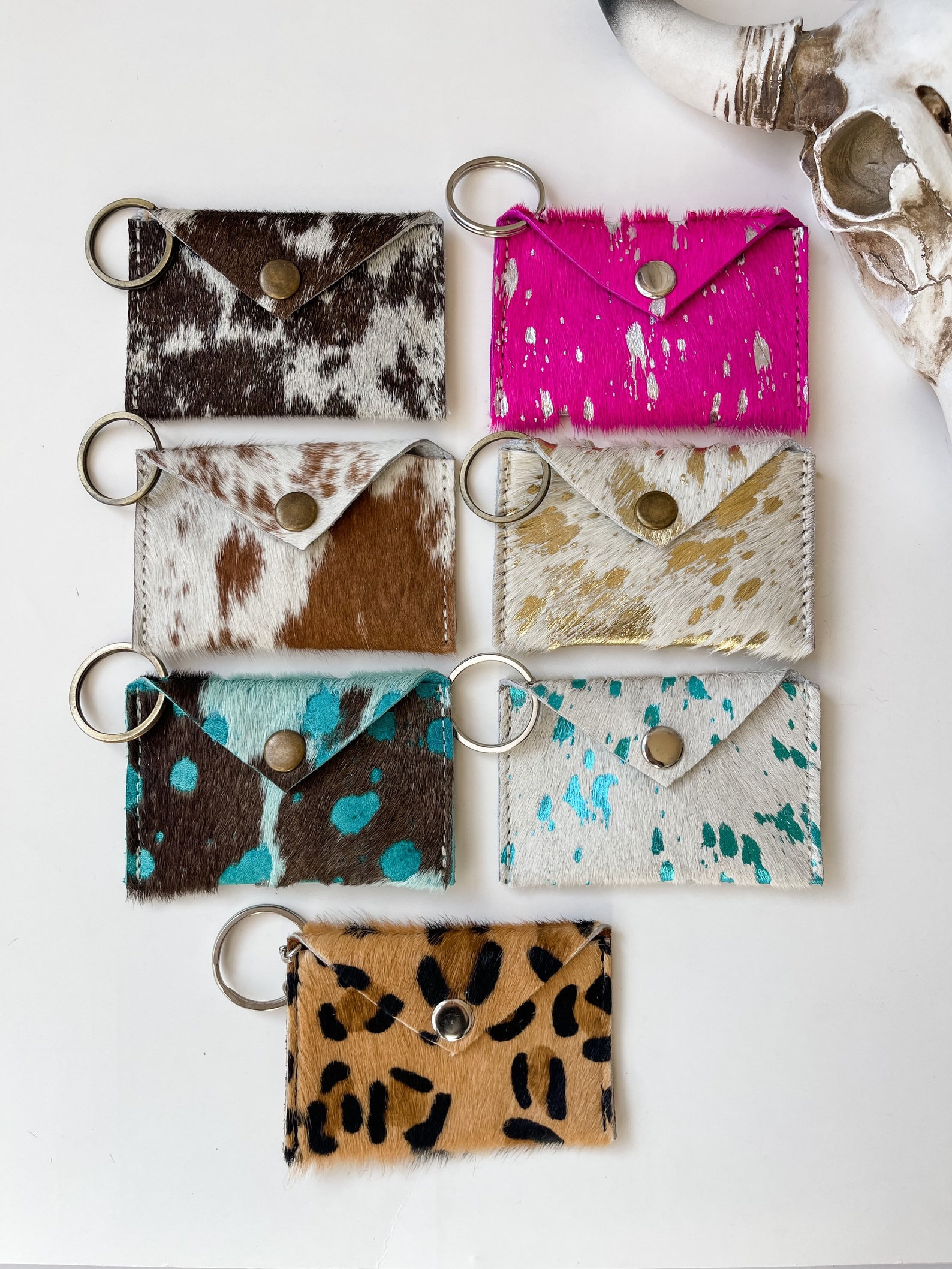 GIFT CARD HOLDER Keychain Genuine Hair on Cowhide Wallet, Cowhide ...