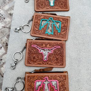 THUNDERBIRD LONGHORN KEYCHAIN Tan Wallet | Genuine Hair on Freebird ...