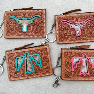 THUNDERBIRD LONGHORN KEYCHAIN Tan Wallet | Genuine Hair on Freebird ...