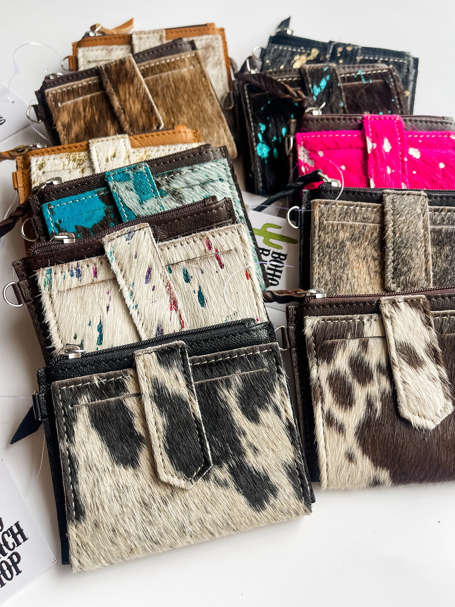COWHIDE WRISTLET WALLET Genuine Hair on Cowhide Credit Card Holder ...