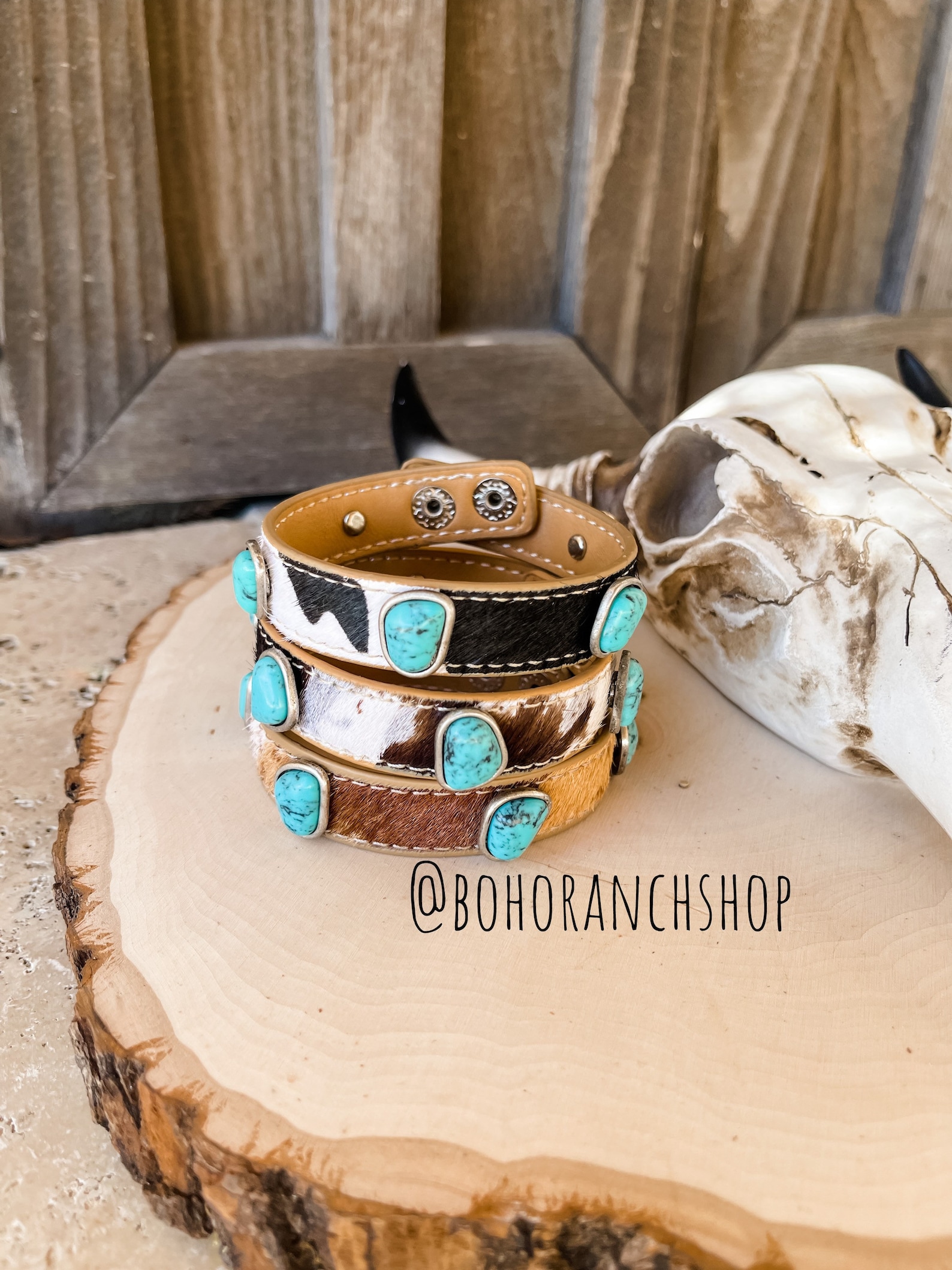 COWHIDE CUFF STONE Bracelet Hair on Cowhide Genuine Leather - Etsy