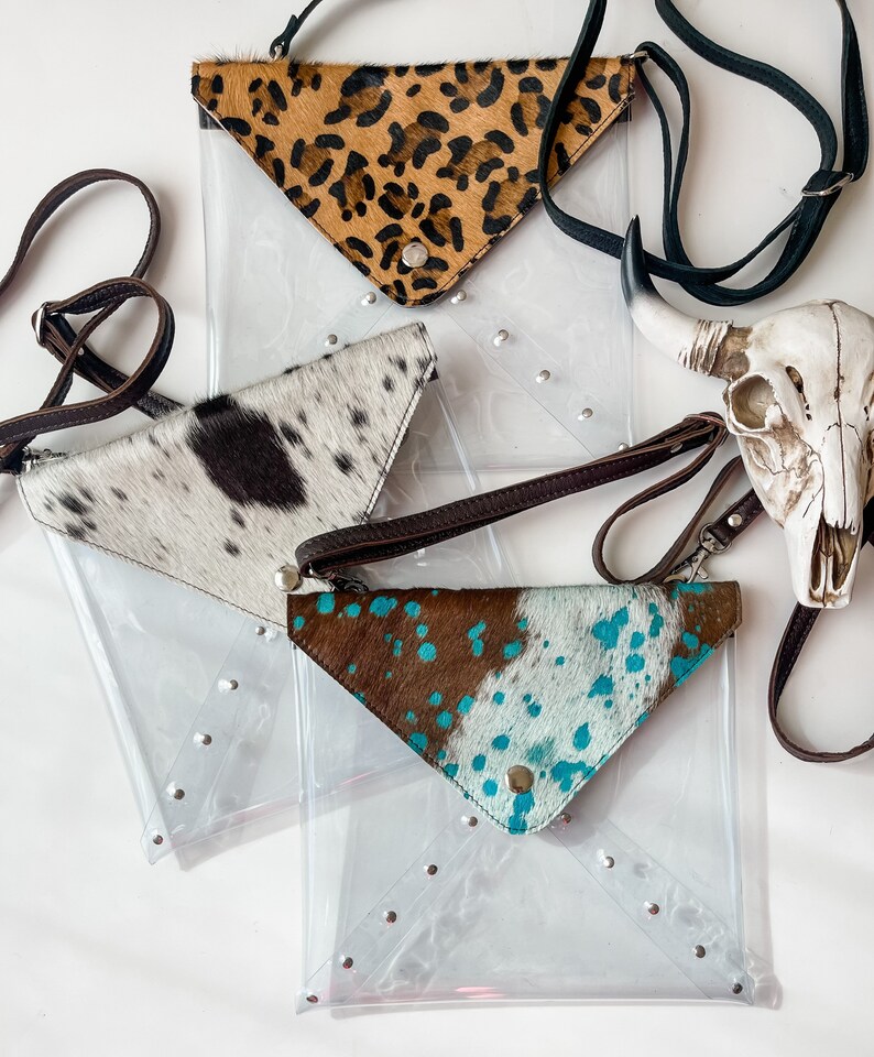 COWHIDE CLEAR PURSE Western Concert Bag Purse Clear Stadium - Etsy