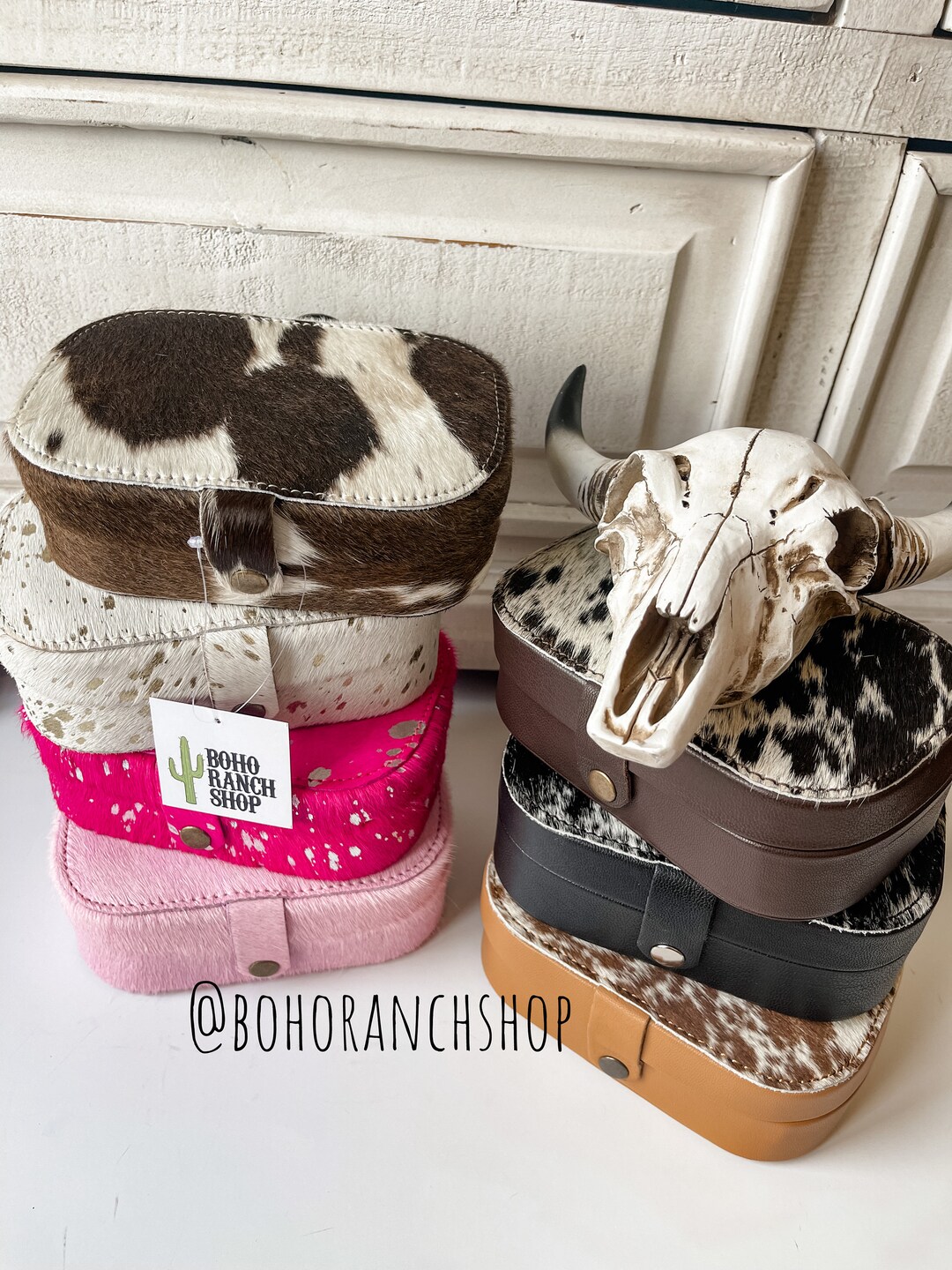 COWHIDE JEWELRY BOX | Jewelry Storage Box Travel Case | Gift Idea ...
