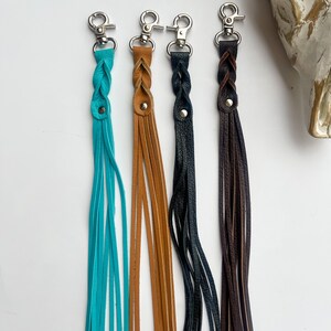 BRAIDED LEATHER KEYCHAIN Western Tassel Skinny Fringe Keychain | Purse ...