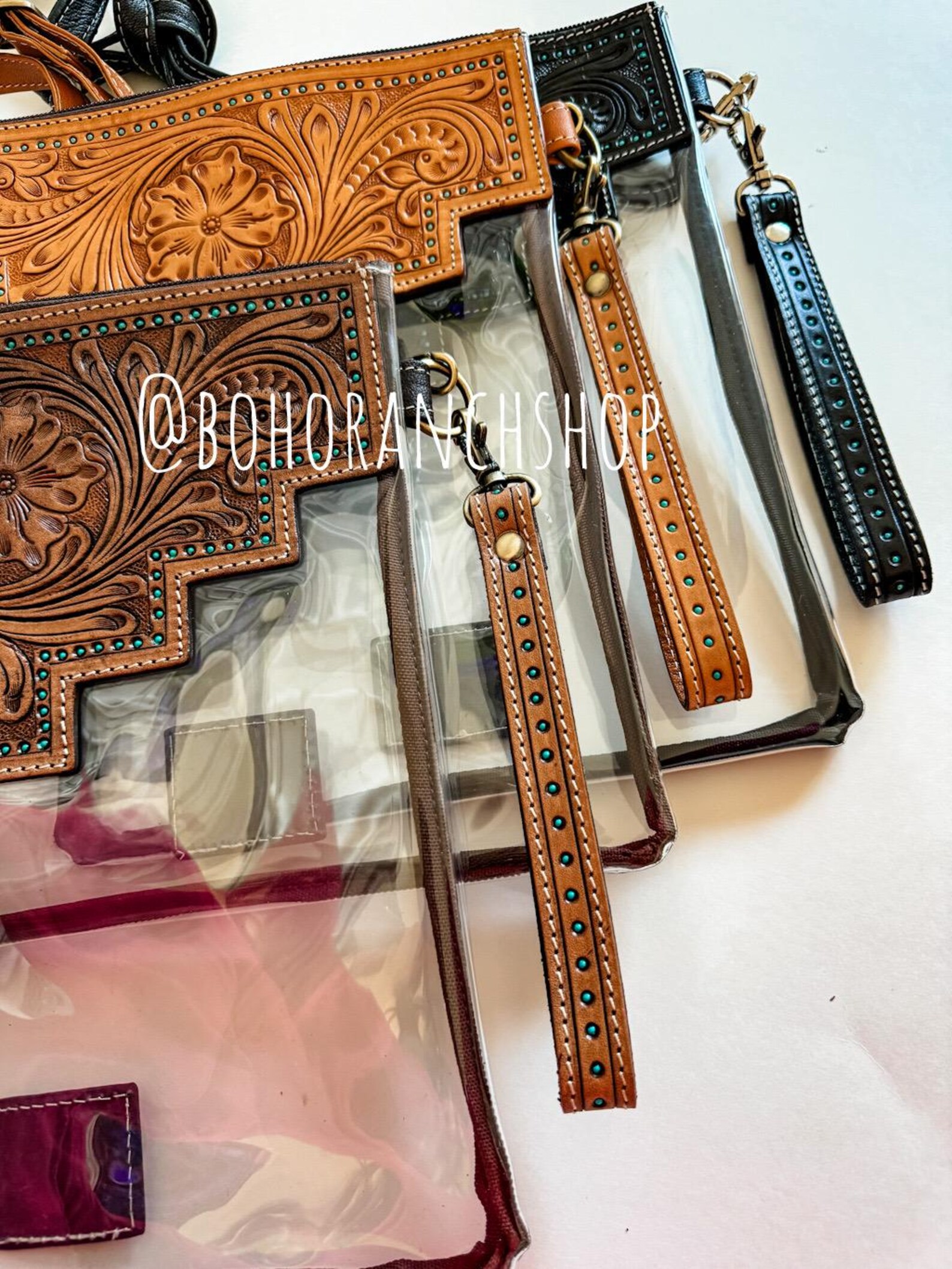 SHAYNE CLEAR - LARGE Crossbody | No Fringe Hand Tooled Western Festival ...
