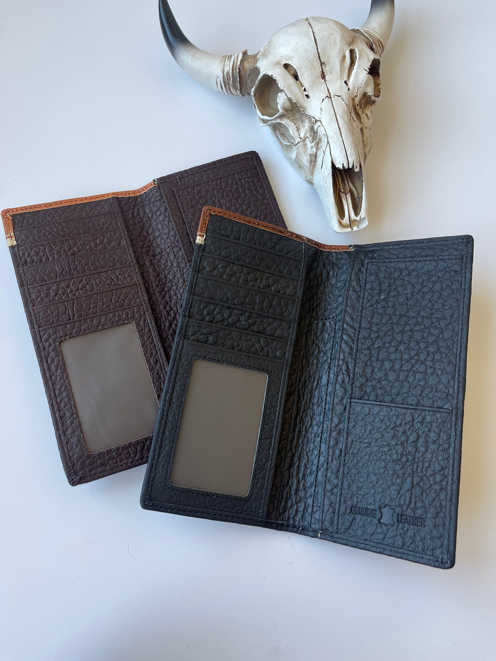 BIFOLD WALLET Genuine Tooled Leather Bi-fold Wallet Longhorn - Etsy