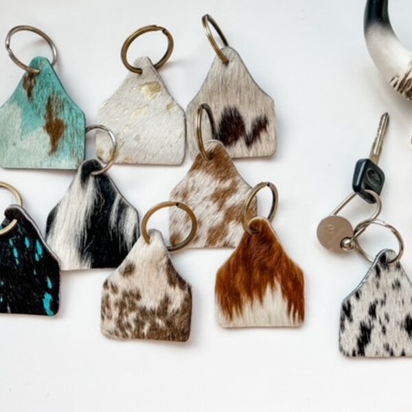 Cow Tag Keychain - Etsy