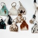 COWHIDE EARTAG KEYCHAIN Cow Cattle Ear Tag Hair on Cowhide Leather ...