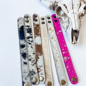 COWHIDE CUFF BRACELET | Hair on Cowhide + Leather | Southwestern ...