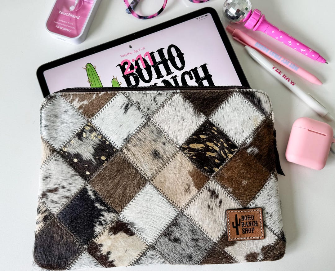 LAPTOP COMPUTER BAG | Tech Sleeve Western Genuine Hairon Cowhide Cover ...