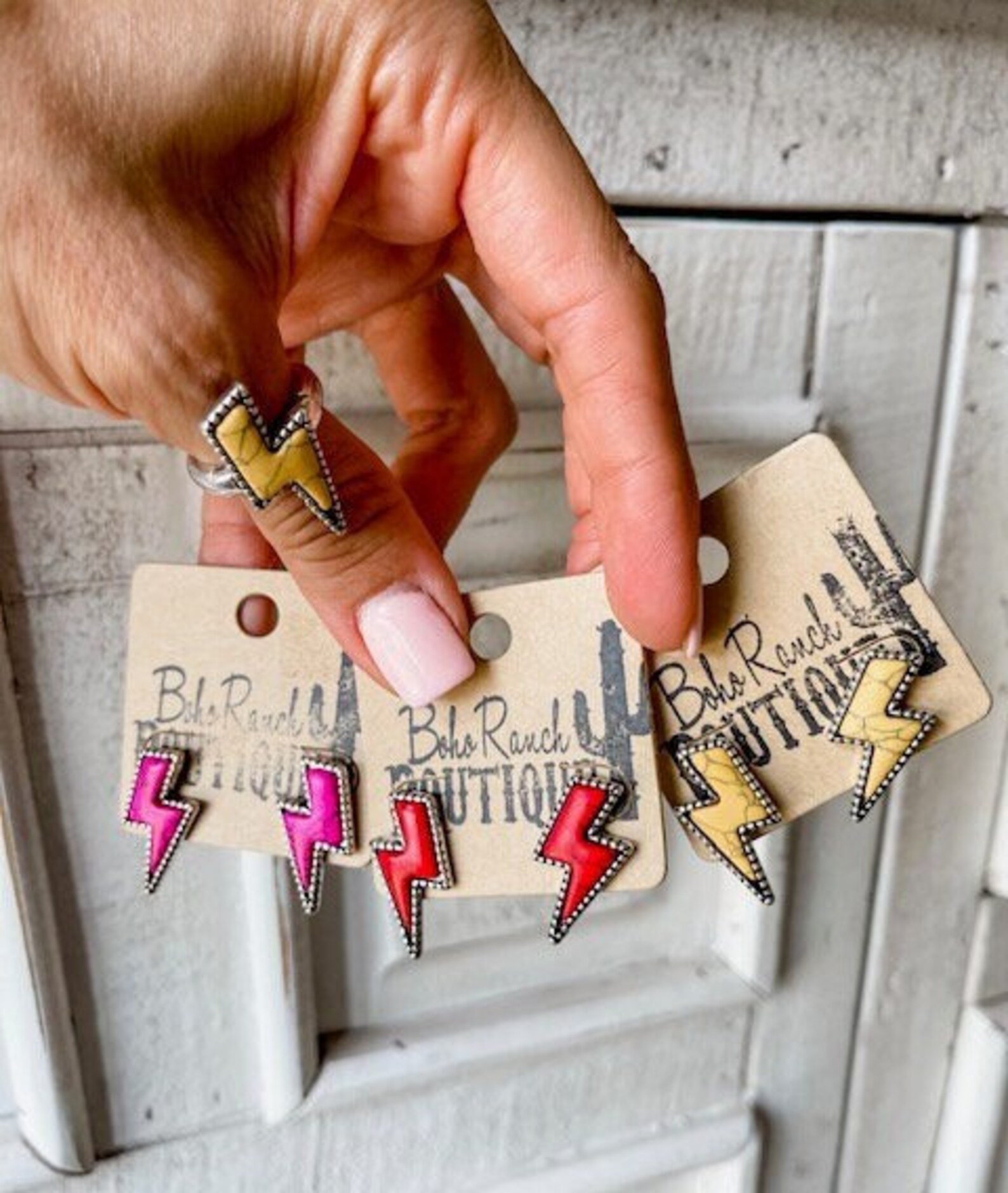 BOLT EARRINGS Western Lighting Bolt Stone Earring - Etsy