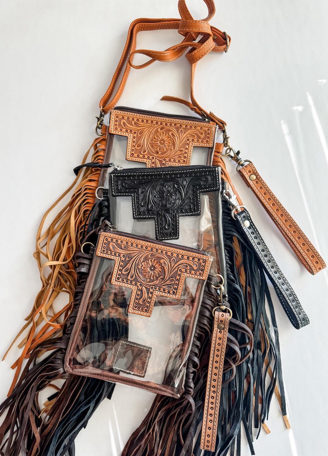 SHAYNE CLEAR - SMALL - Crossbody | No Turquoise - Hand Tooled Western ...
