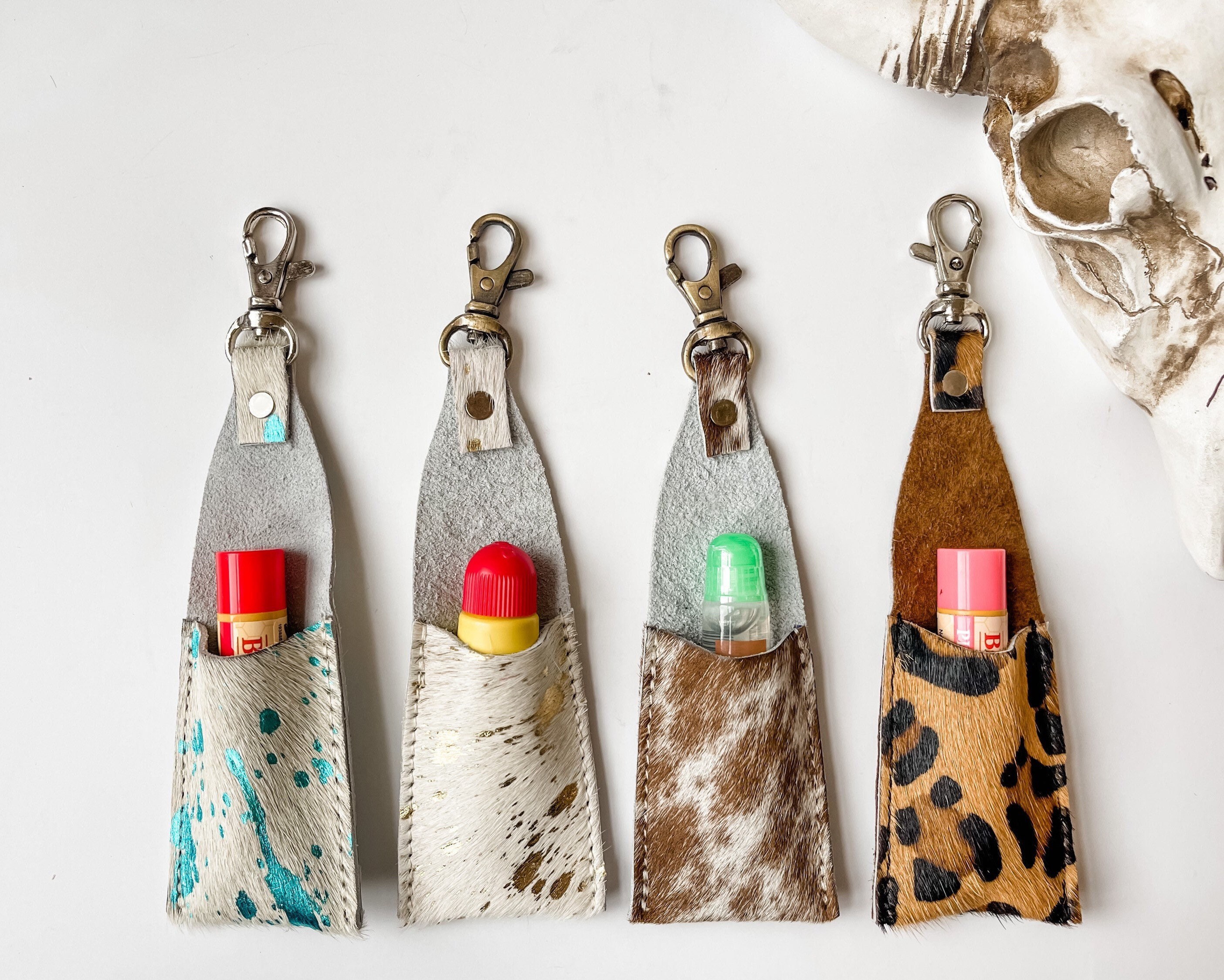 COWHIDE CHAPSTICK CASE Hair-on Cowhide Chapstick Case | Lip Balm ...