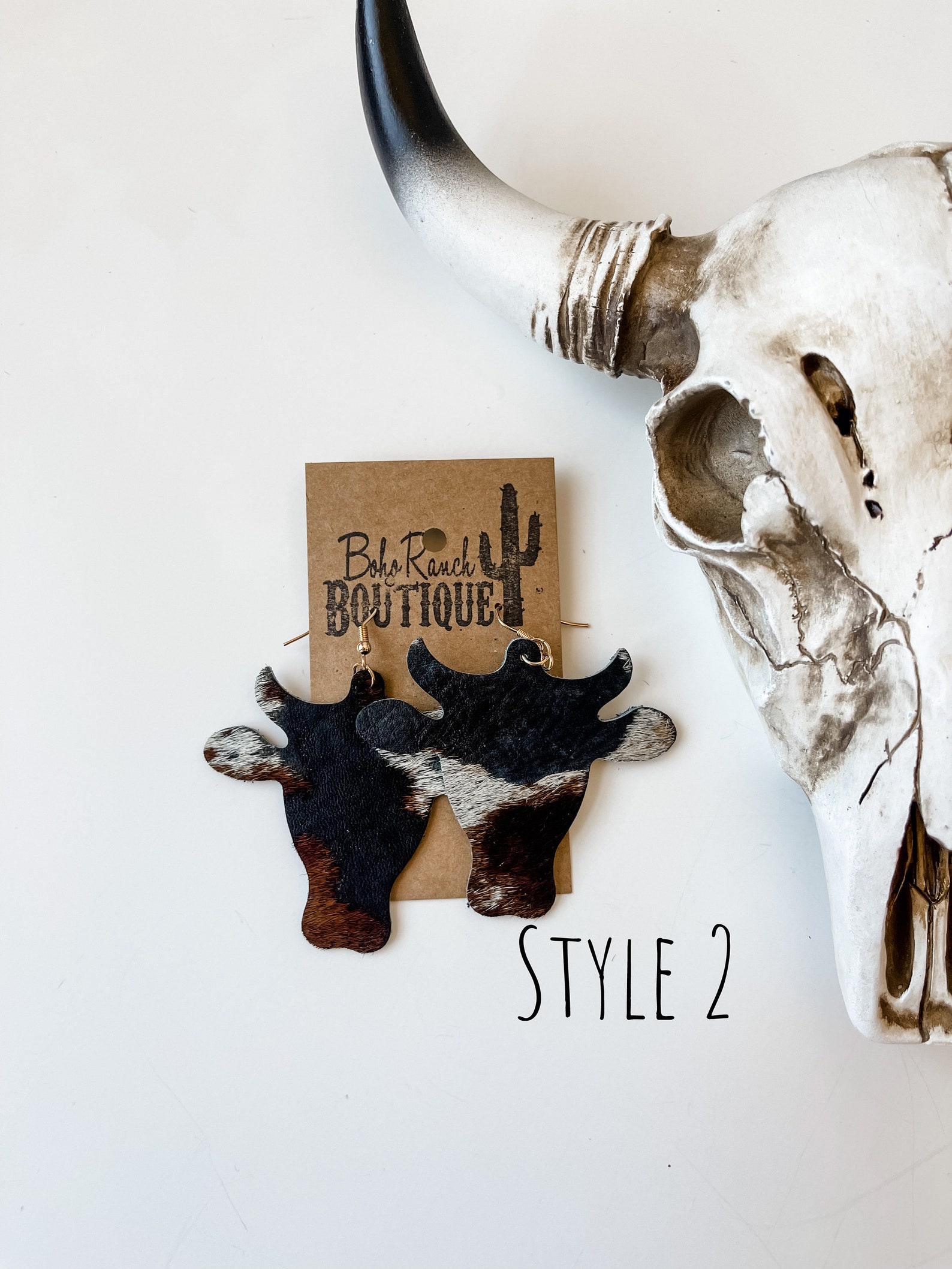 COWHIDE COWHEAD EARRINGS Genuine Hair on Cowhide Cow Head - Etsy