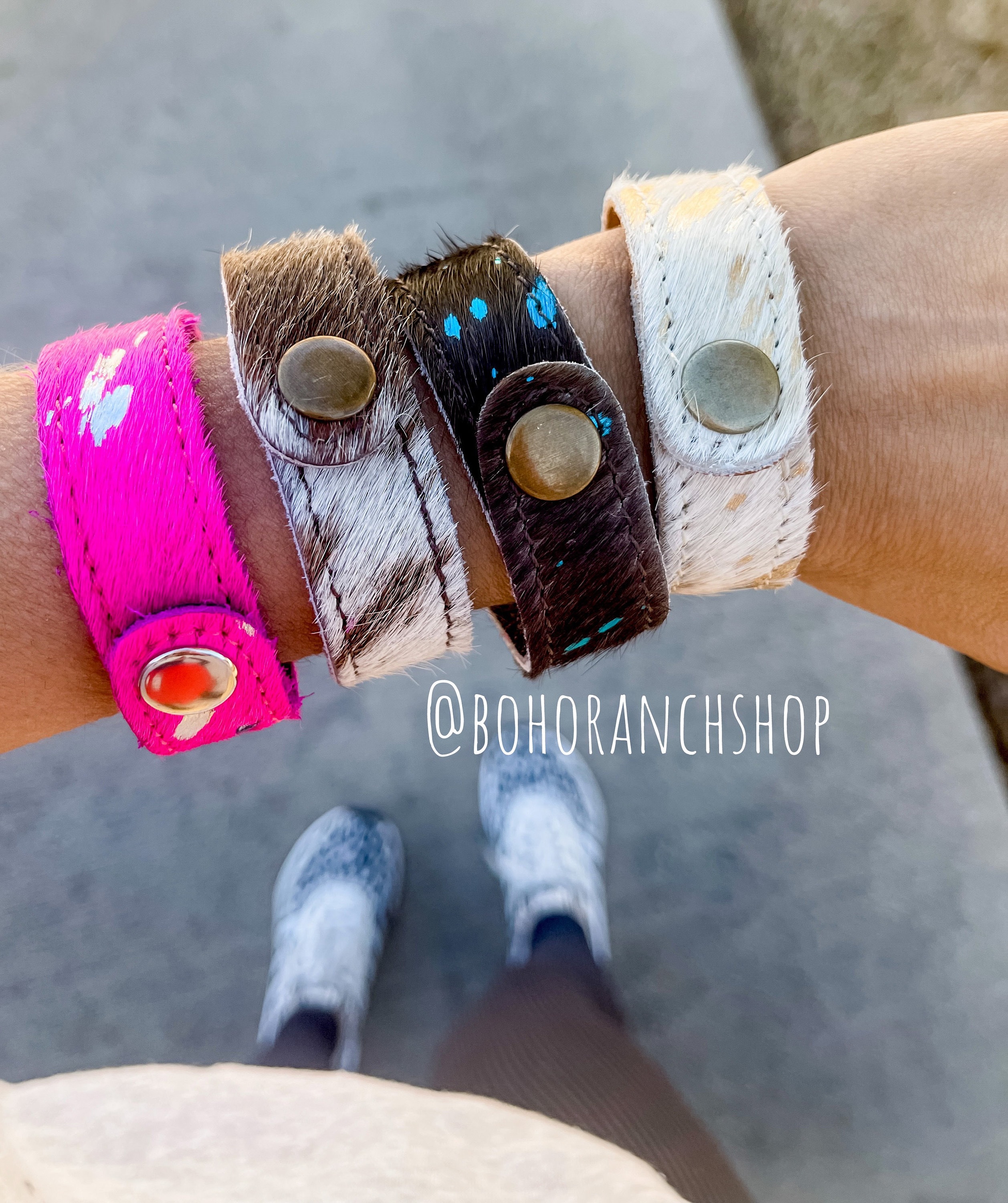 COWHIDE CUFF BRACELET | Hair on Cowhide + Leather | Southwestern ...