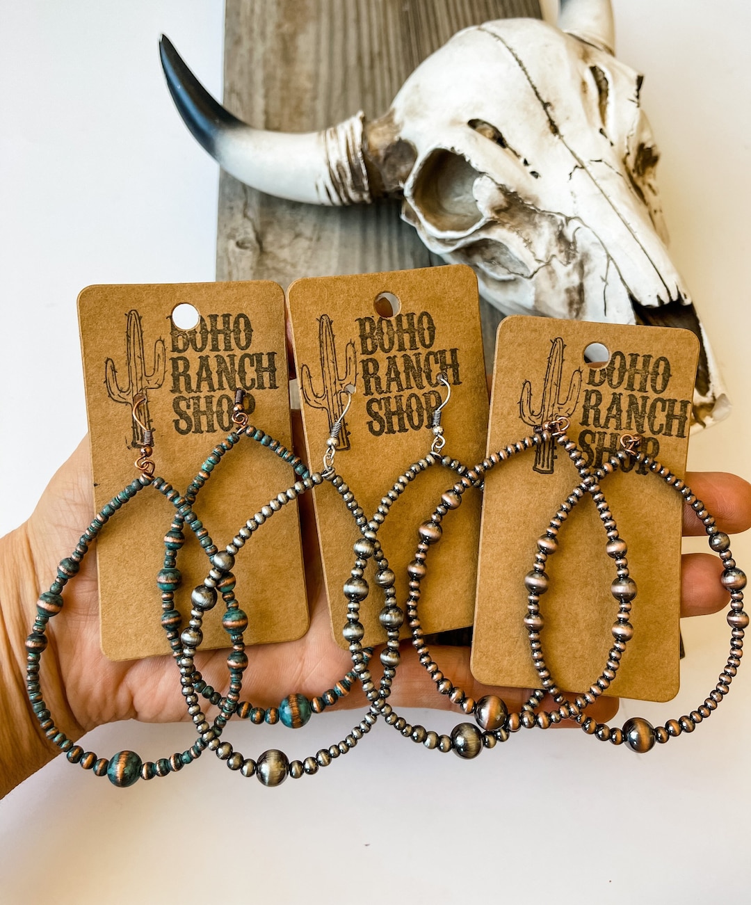 NAVAJO HOOP EARRINGS - Western Statement Earrings - Earrings Copper ...