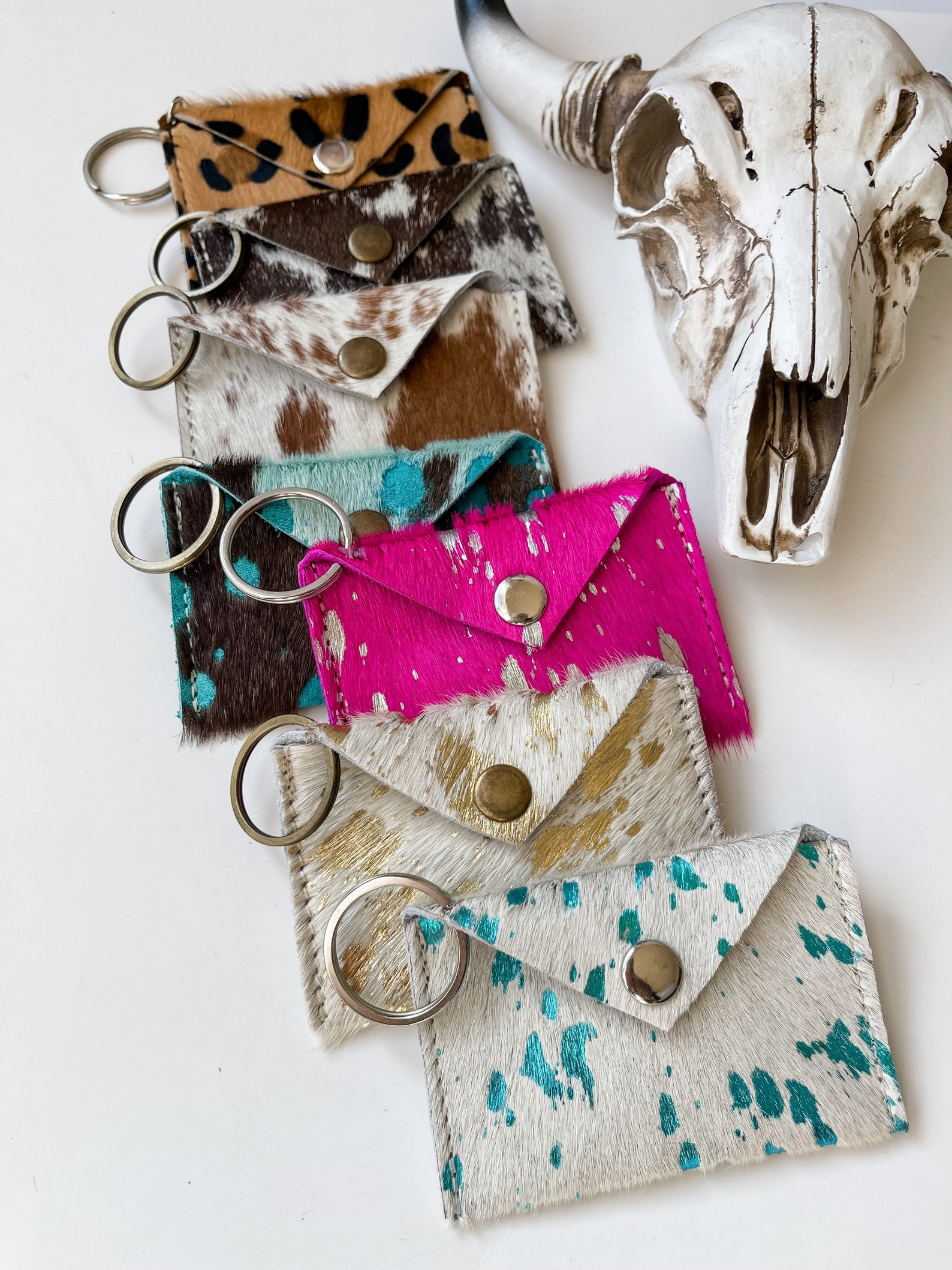 GIFT CARD HOLDER Keychain Genuine Hair on Cowhide Wallet, Cowhide ...
