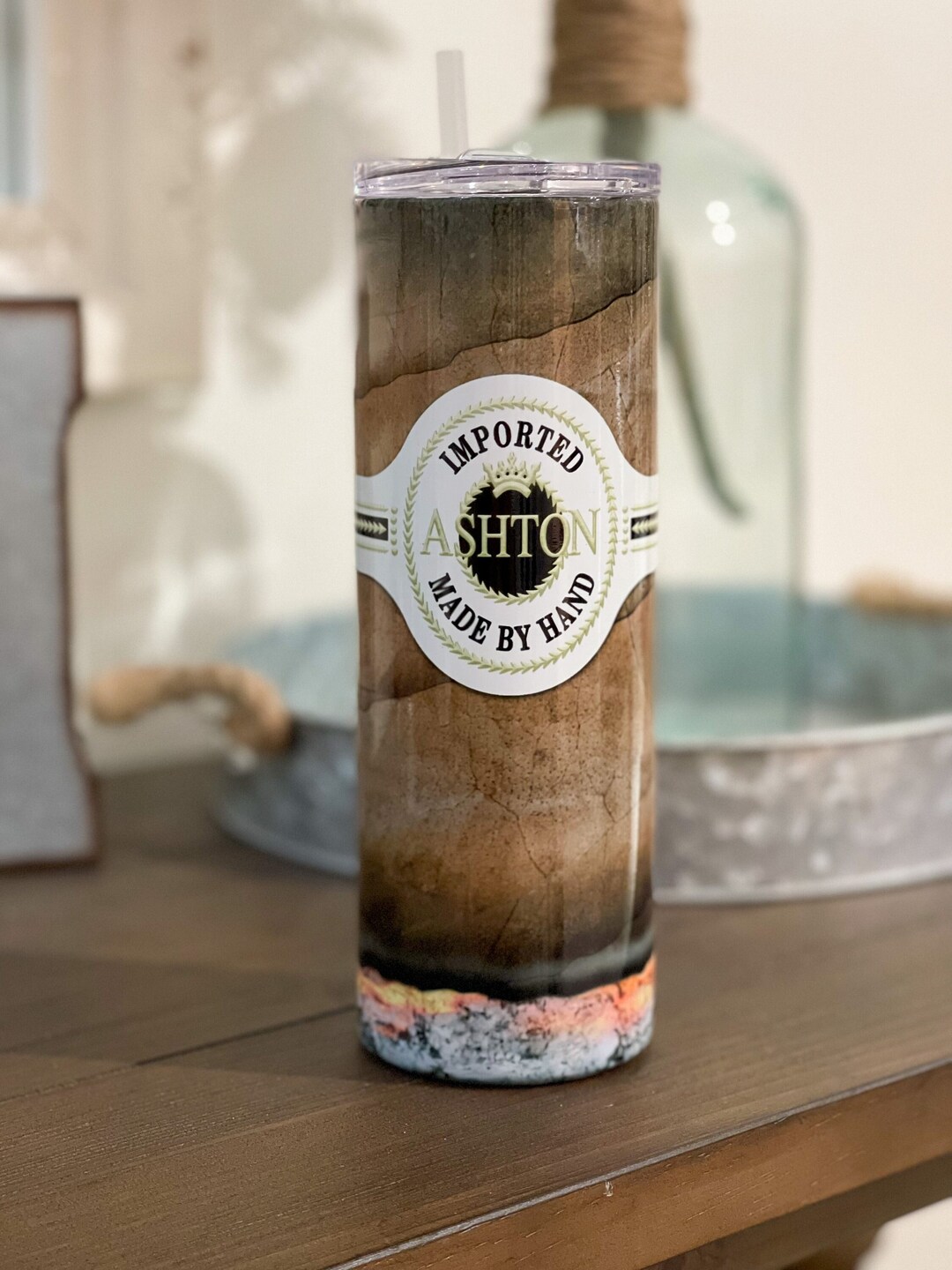 Cigar Tumbler/ Gift/ Personalized Tumbler/ Custom Tumbler With Lid/ - Etsy