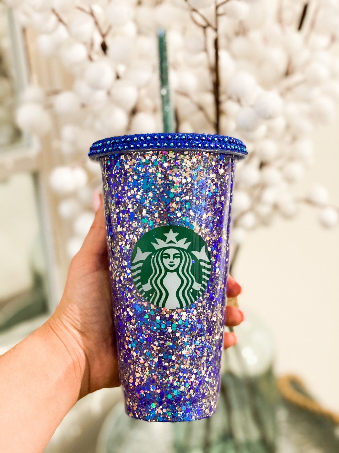 Starbucks Blue Glass Cold Cup /birthday Gift/ Personalized Starbucks ...