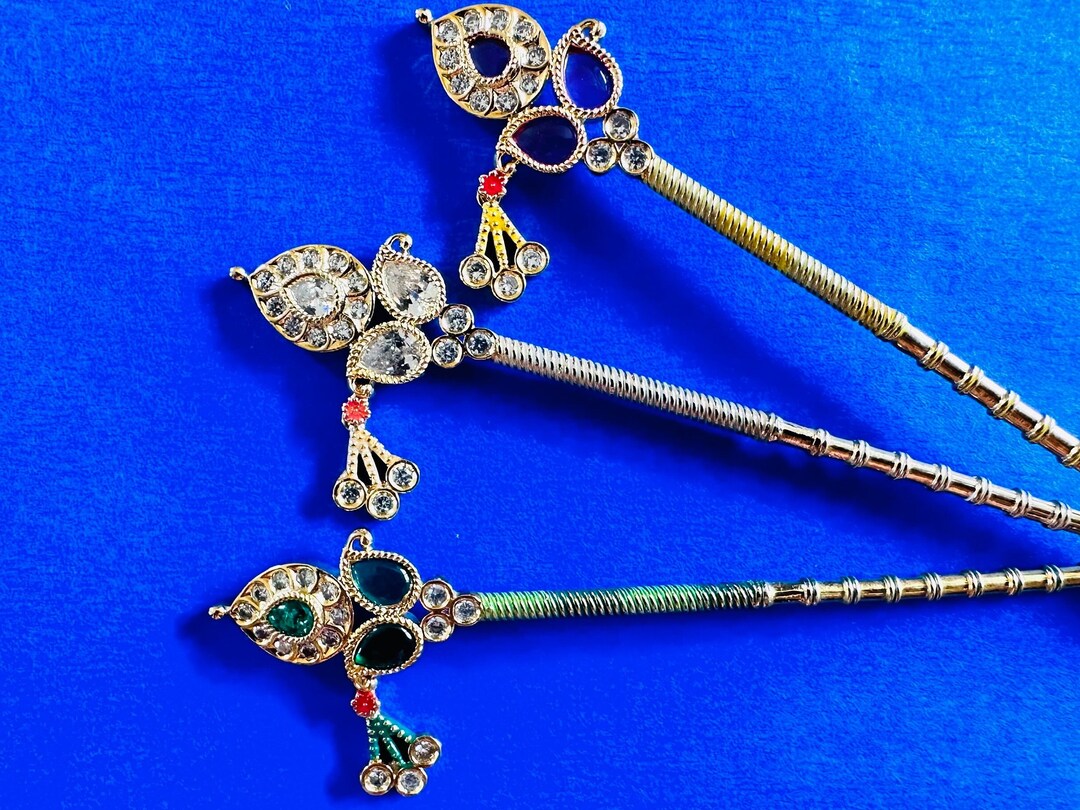 Flute for Krishna - Golden Bansuri Flute With Rhinestones - Choose ...