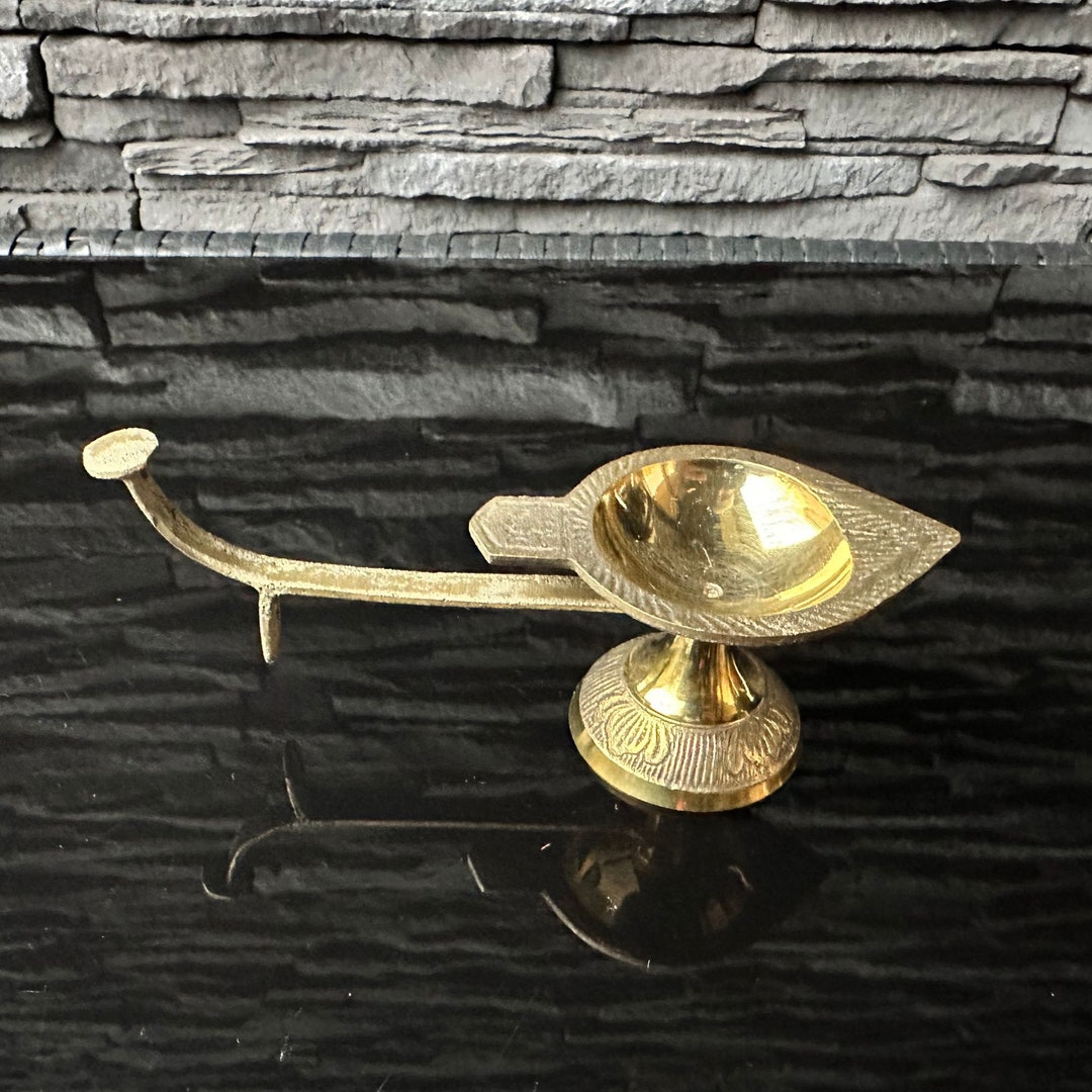 Ghee Lamp, Handmade Brass Oil Lamp, Pooja Diya With Handle - Etsy