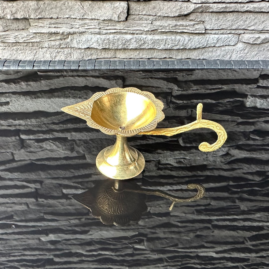 Ghee Lamp, Handmade Brass Oil Lamp, Pooja Diya With Handle - Etsy