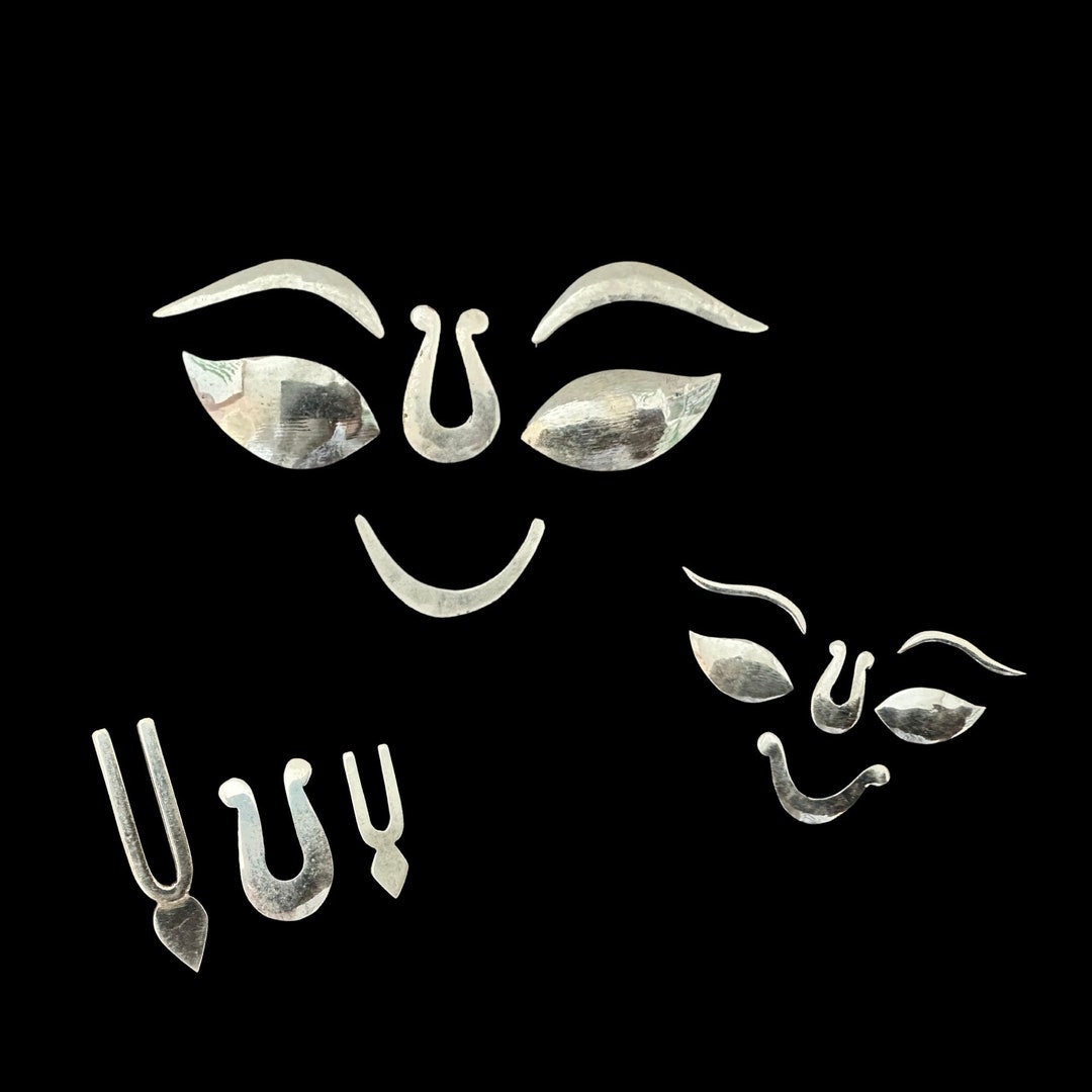 925 Silver Giriraja Face Set: Shaligram Shila Eyes, Tilaka, Mouth - Etsy