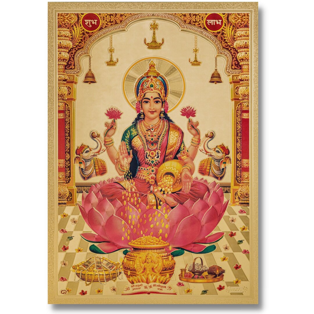 Lakshmi Golden Foil Print, Framed or Unframed - Etsy